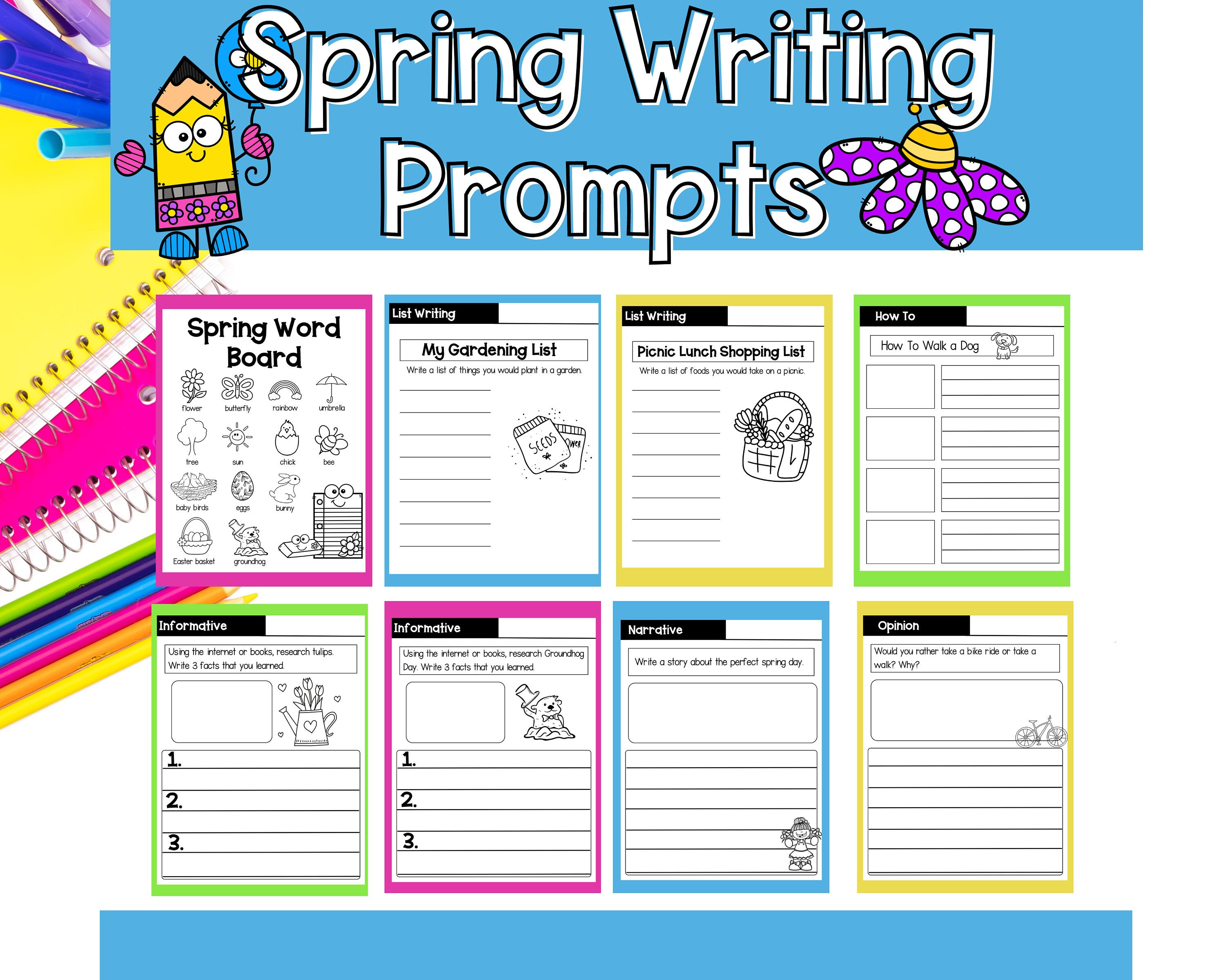 Spring Writing Prompts for Kids | Spring Writing | Writing Lessons - Etsy