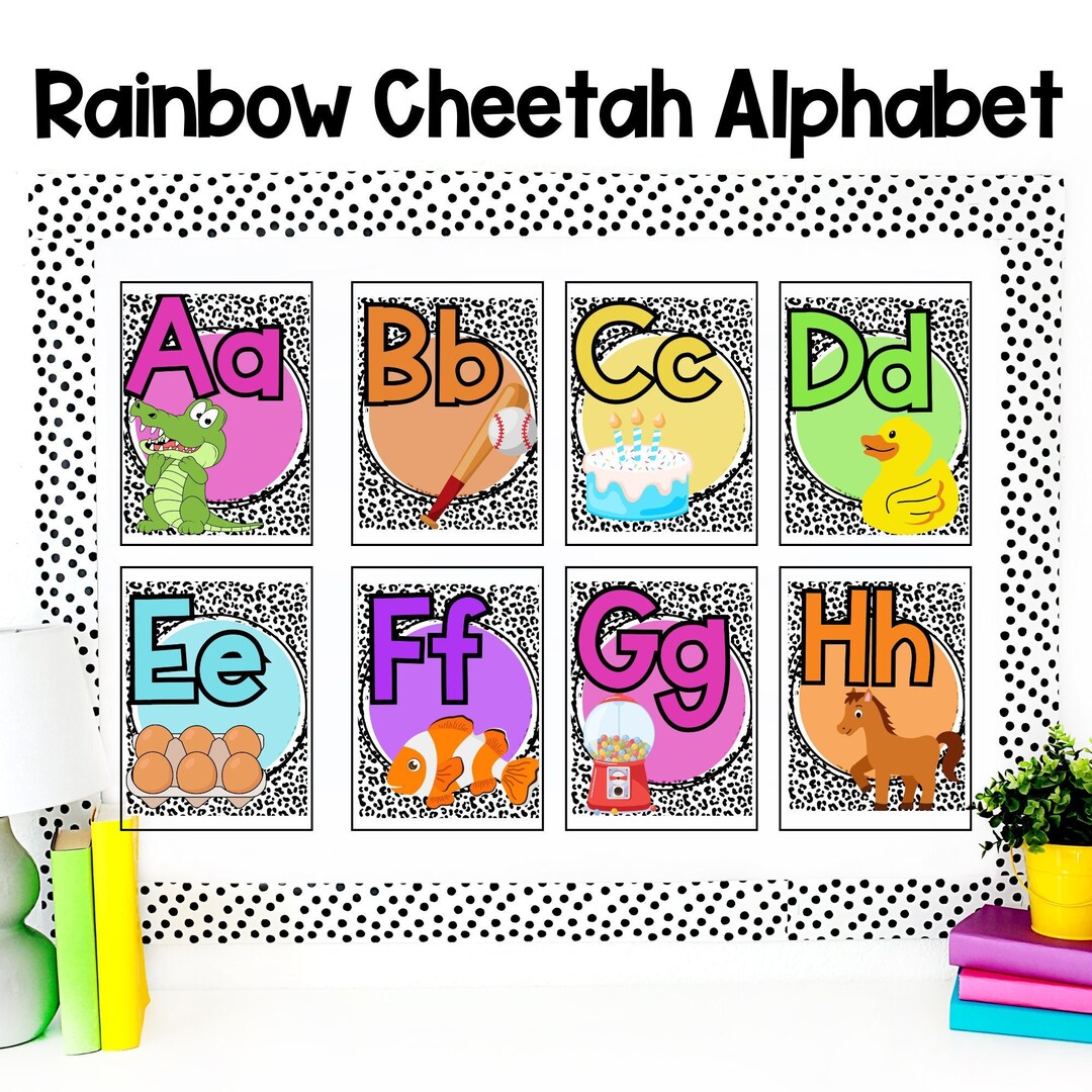 Rainbow Cheetah Alphabet Decor | Rainbow Cheetah Classroom Decor ...