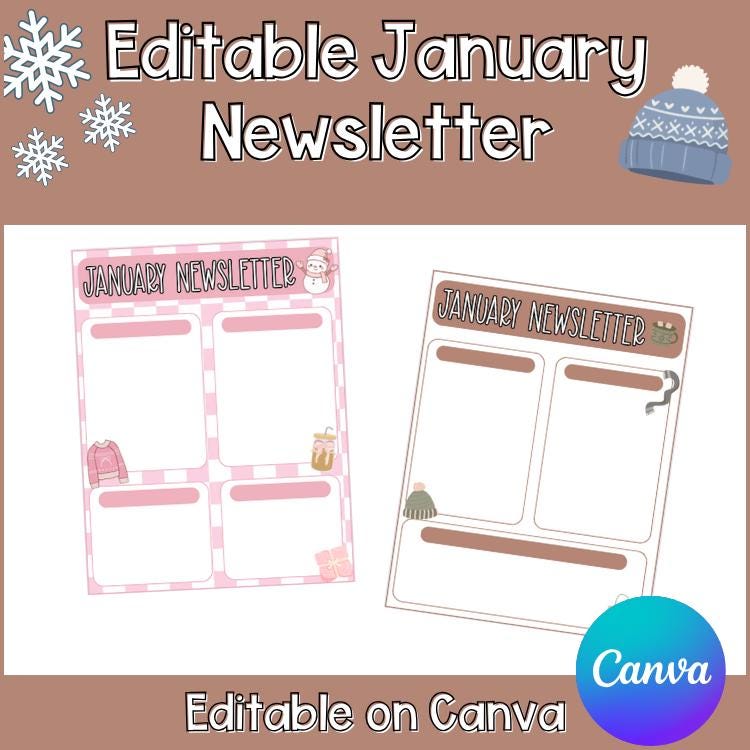 Editable January Classroom Newsletter Templates - Etsy