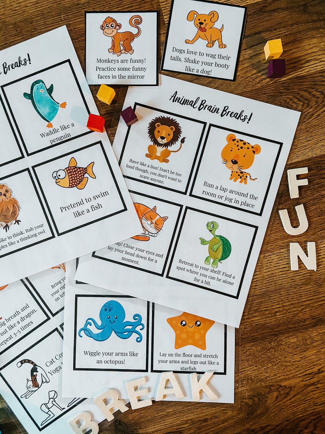 Brain Break Movement Cards For Kids | Etsy