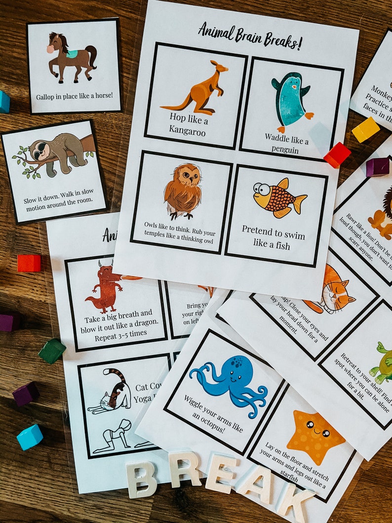 Brain Break Movement Cards for Kids Brain Breaks Sensory - Etsy