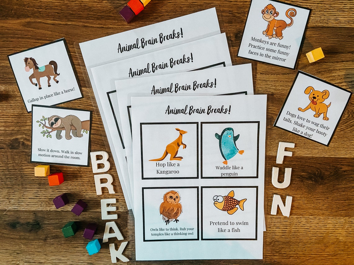Brain Break Movement Cards for Kids Brain Breaks Sensory - Etsy