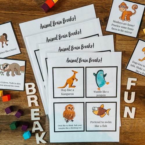 Brain Break Movement Cards for Kids Brain Breaks Sensory - Etsy
