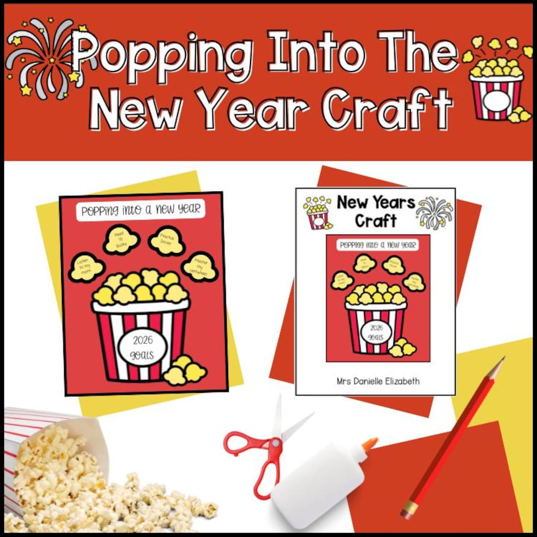 New Years Craft for Kids | Popping Into the New Year Craftivity - Etsy
