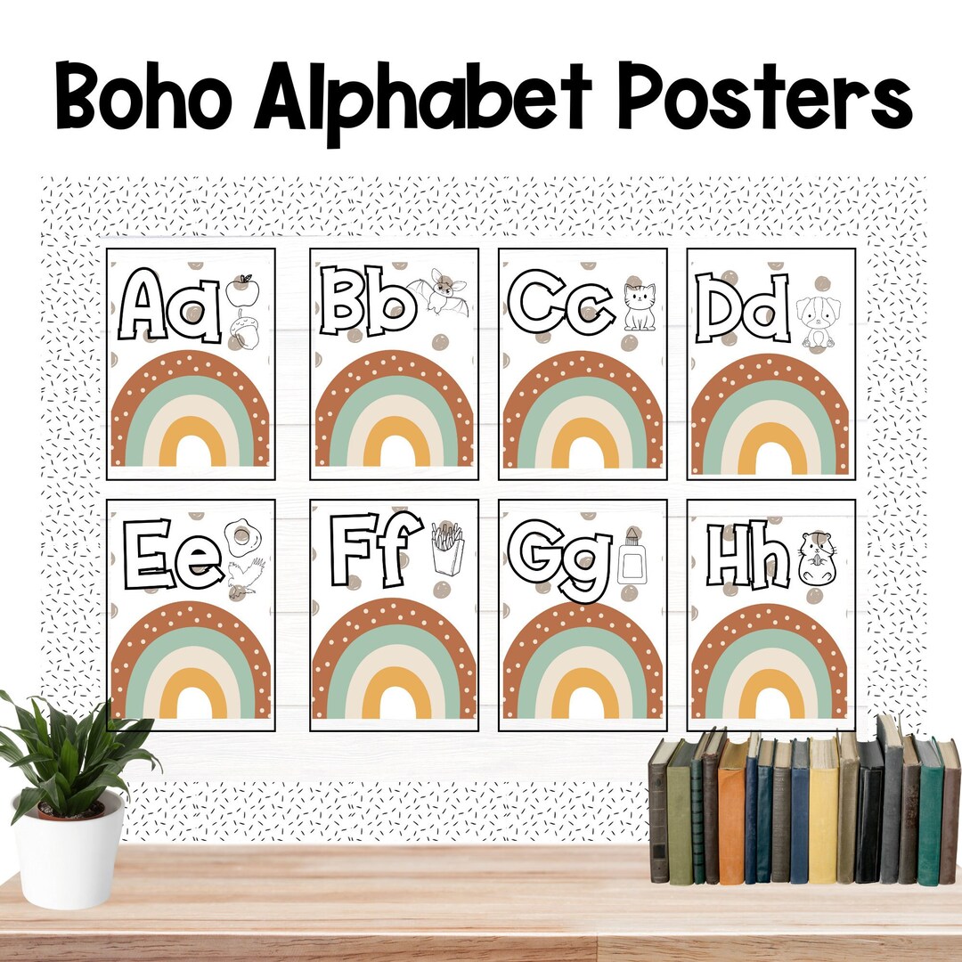 Boho Rainbow Alphabet | Boho Classroom Decor | Classroom Alphabet ...