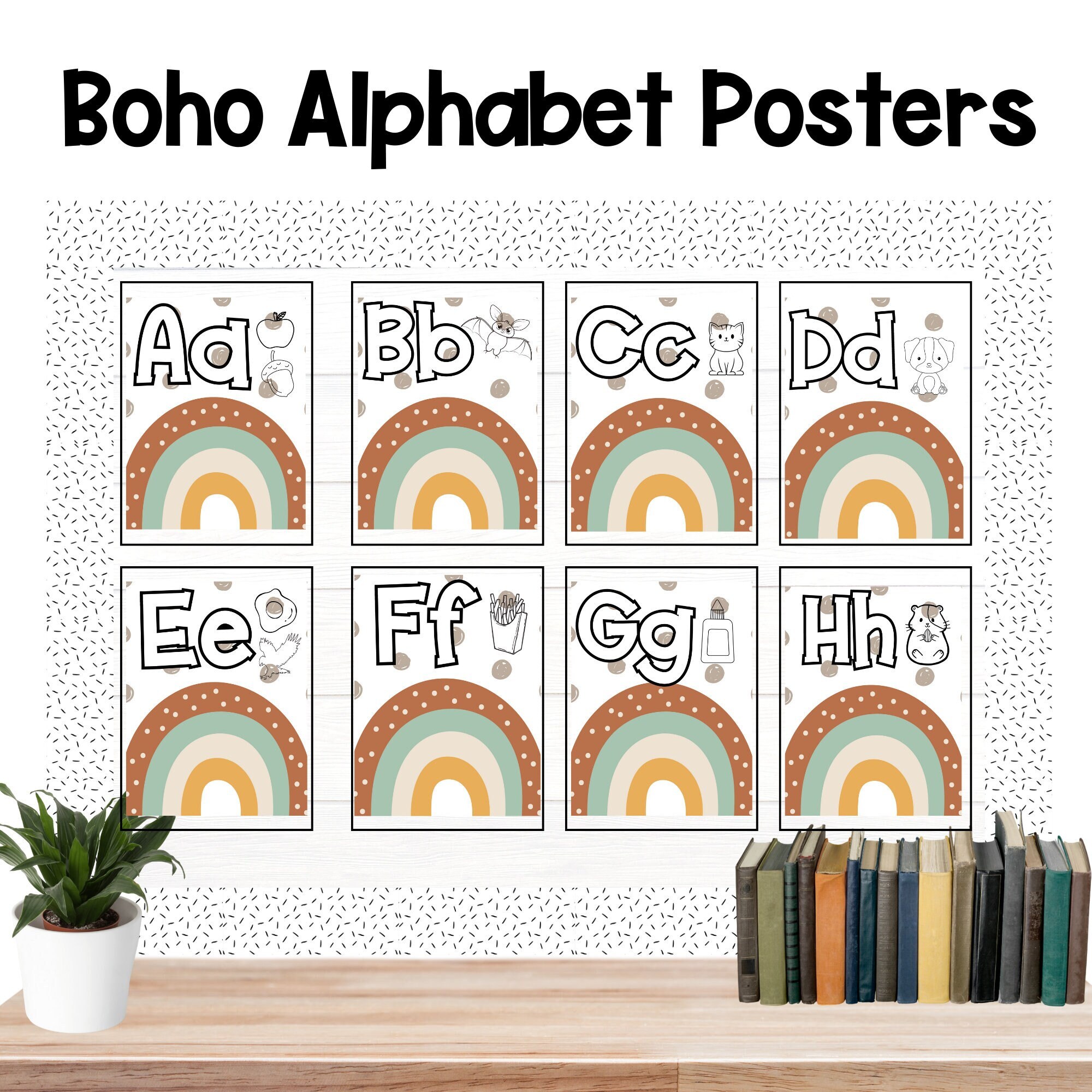 Boho Rainbow Alphabet Boho Classroom Decor Classroom - Etsy