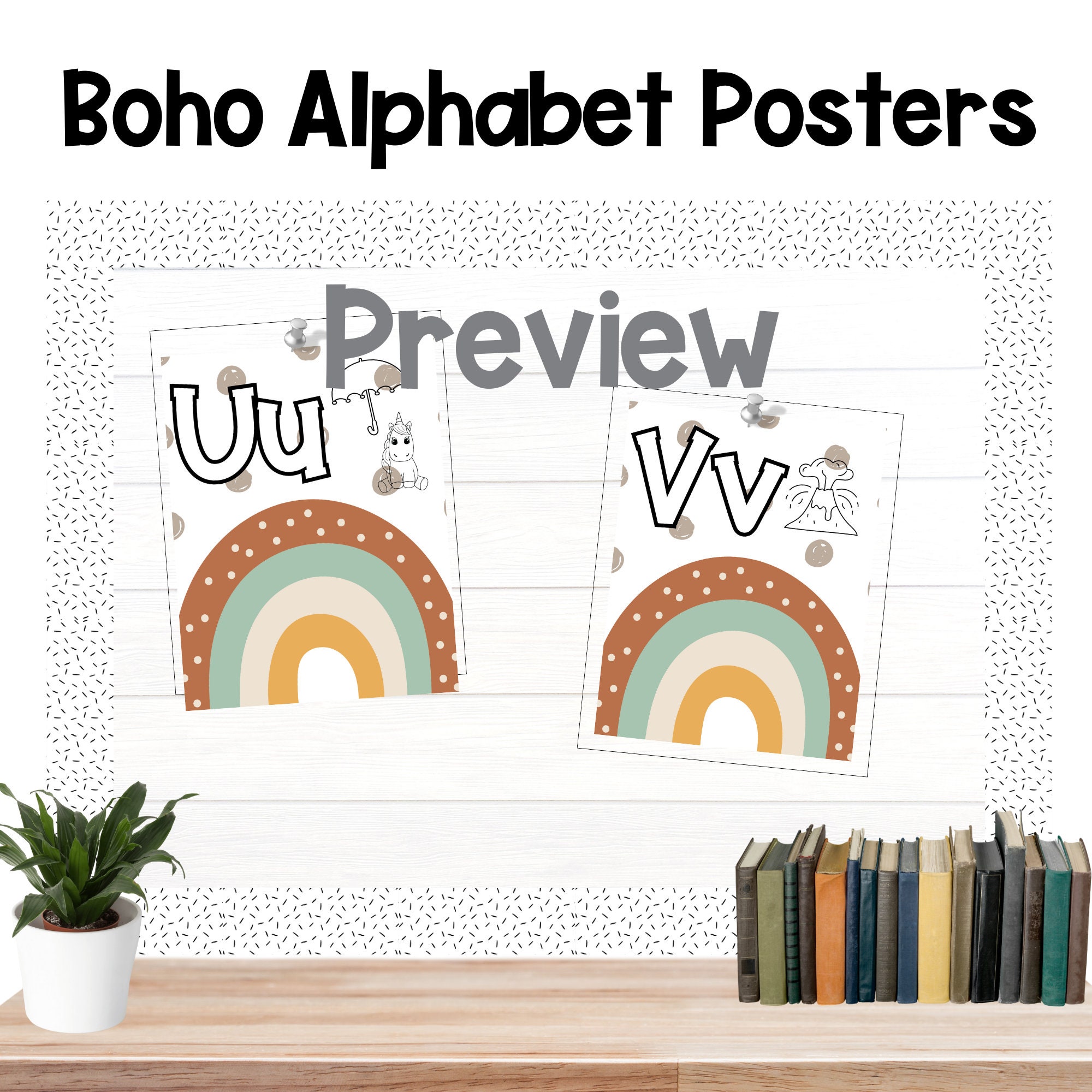 Boho Rainbow Alphabet Boho Classroom Decor Classroom - Etsy