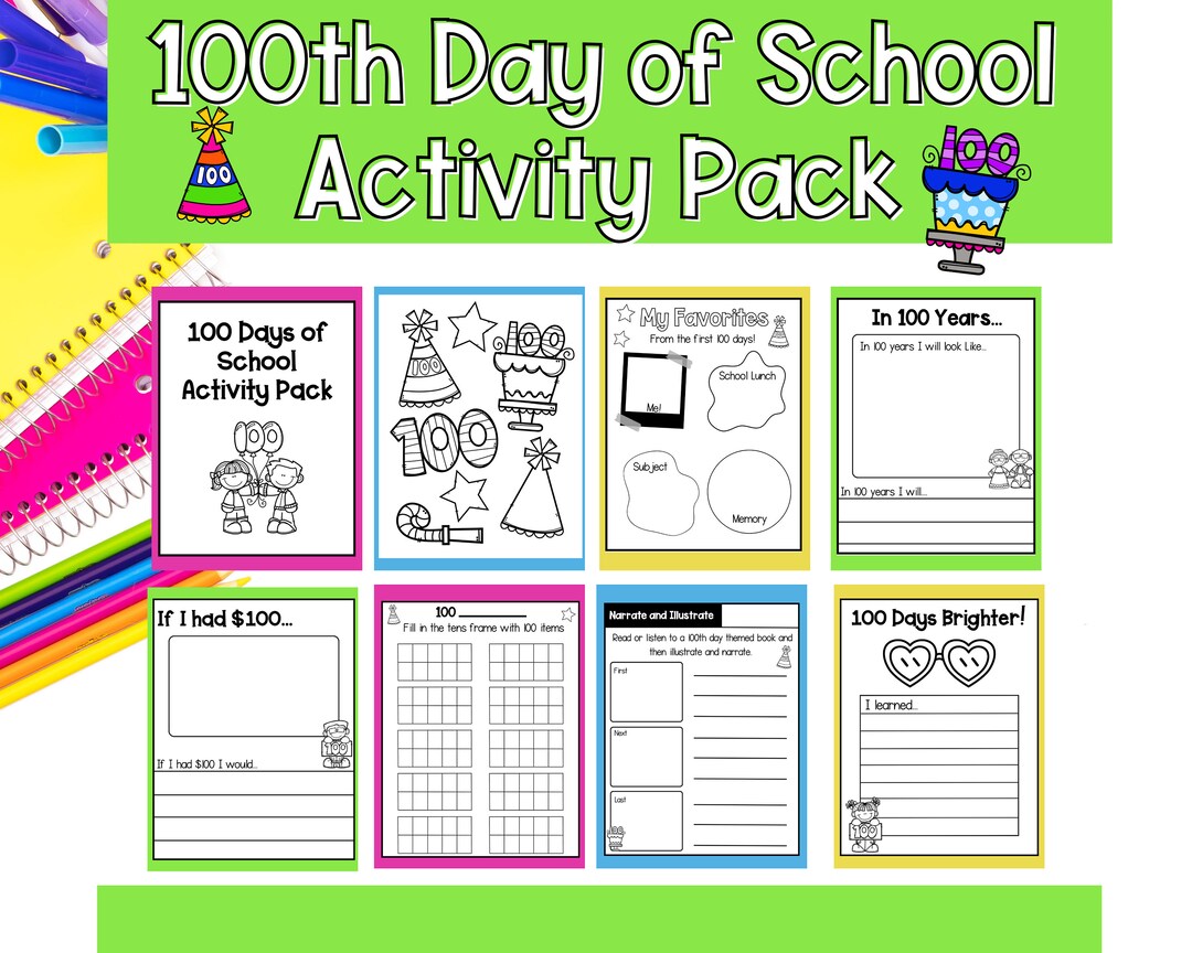 100th Day of School Activity Pack: Writing & Craft (digital Download ...