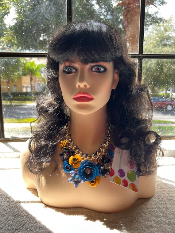 Pin Up Girl Wig 1940th Hairstyle Black Wig With Bang Waive Etsy 