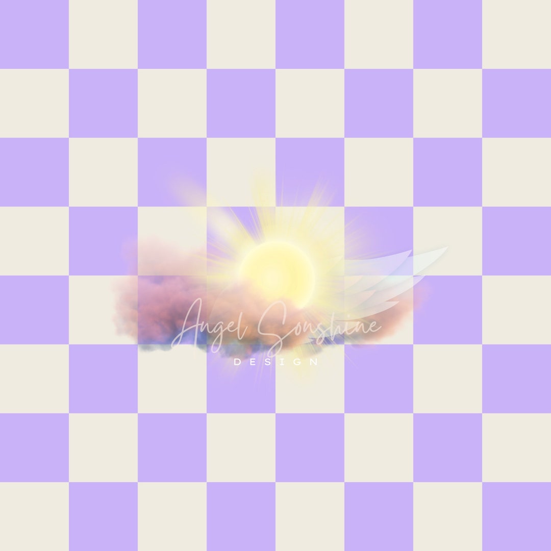 Purple Cream Colored Checkered Seamless, Lavendar Seamless Design ...