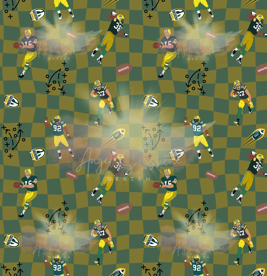 Hand Drawn Football Player Seamless Bundle, Seamless Design, Green Bay ...