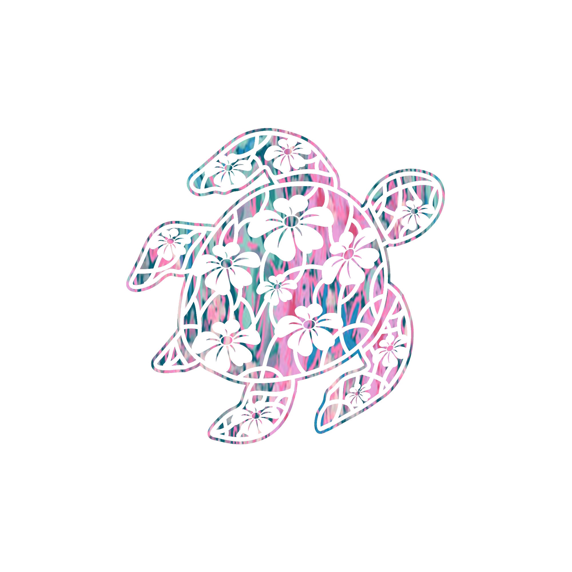 Sea Turtle Hibiscus Flowers Decal Sea Turtle Flowers - Etsy