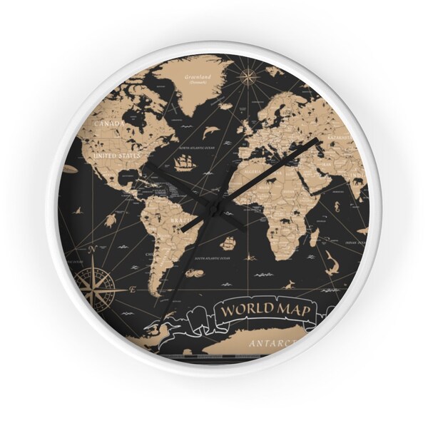 World Map Wall Clock - Etsy