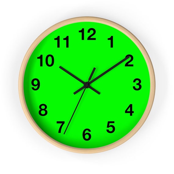 Lime Green Clock Bright Green Wall Clock Numbers Wall Clock - Etsy
