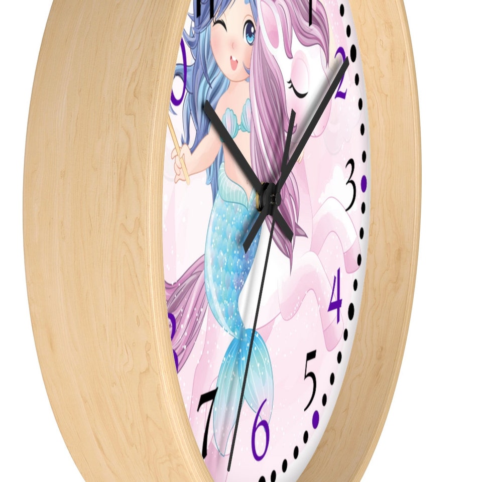 Mermaid Unicorn Nursery Clock - Kids Room Clock sold by Myrilla ...