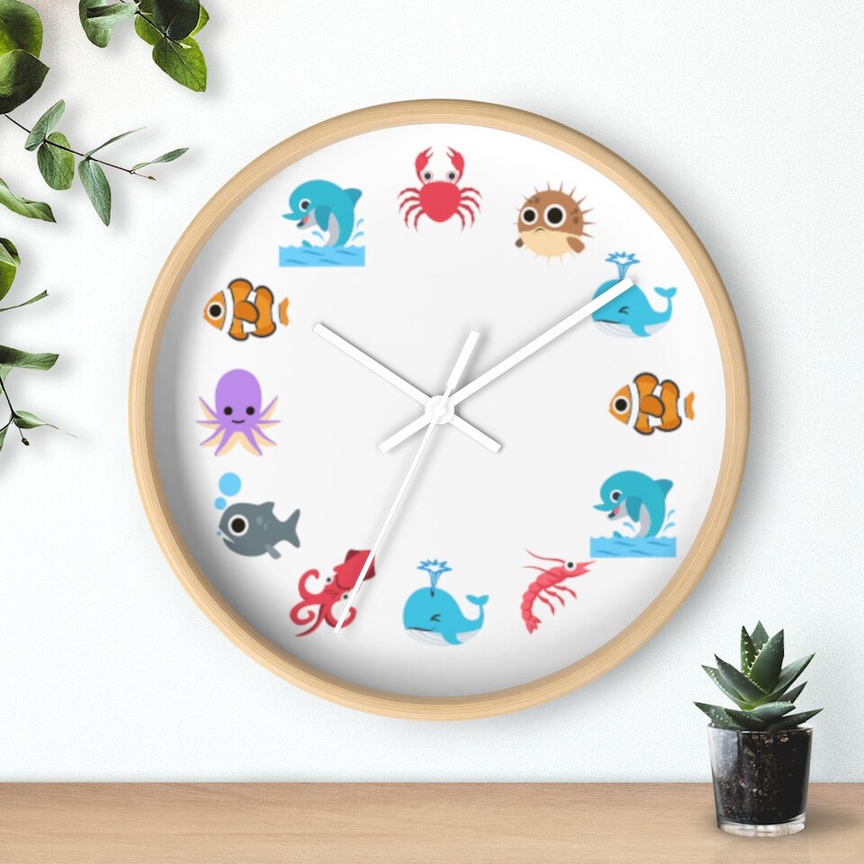 Ocean Clock - Sea Animals Numbers - White Face Clock sold by Myrilla ...