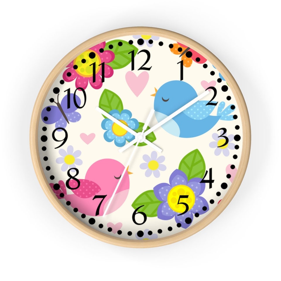 Cute Birds Nursery Clock - Kids Room Clock Designed & Sold By Myrilla ...