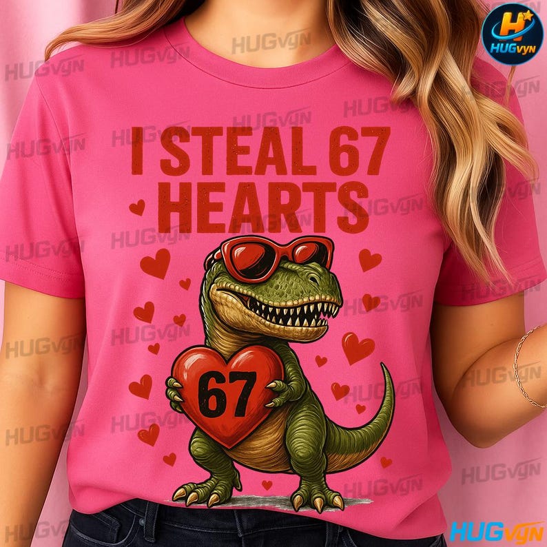 HOT 2026 TREND!!! I Steal 67 Hearts PNG, Six Seven Valentine Dinosaur ...