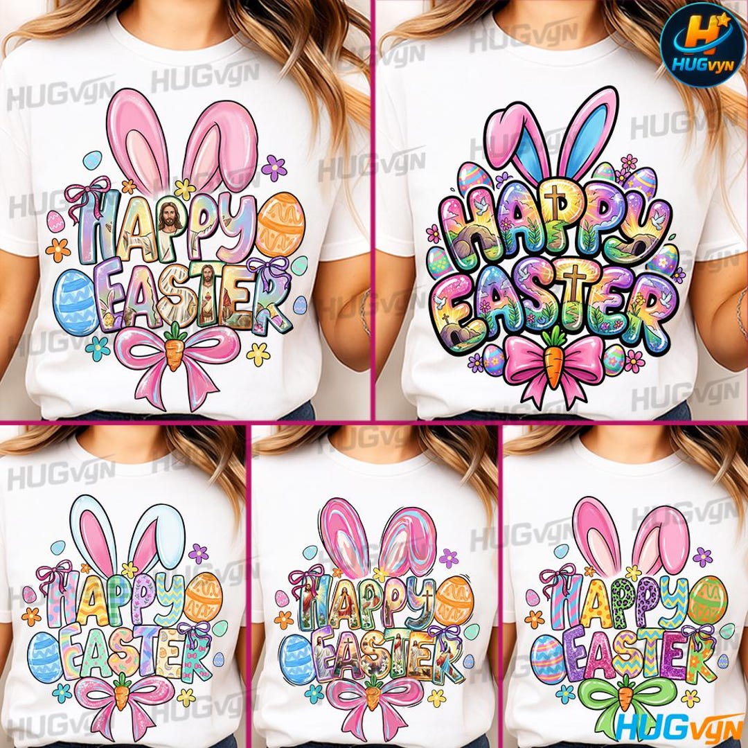 HOT 2026 TREND!!! 5+ Happy Easter 2026 PNG, Easter Bunny Coquette Png, Brushstroke Easter Day ...