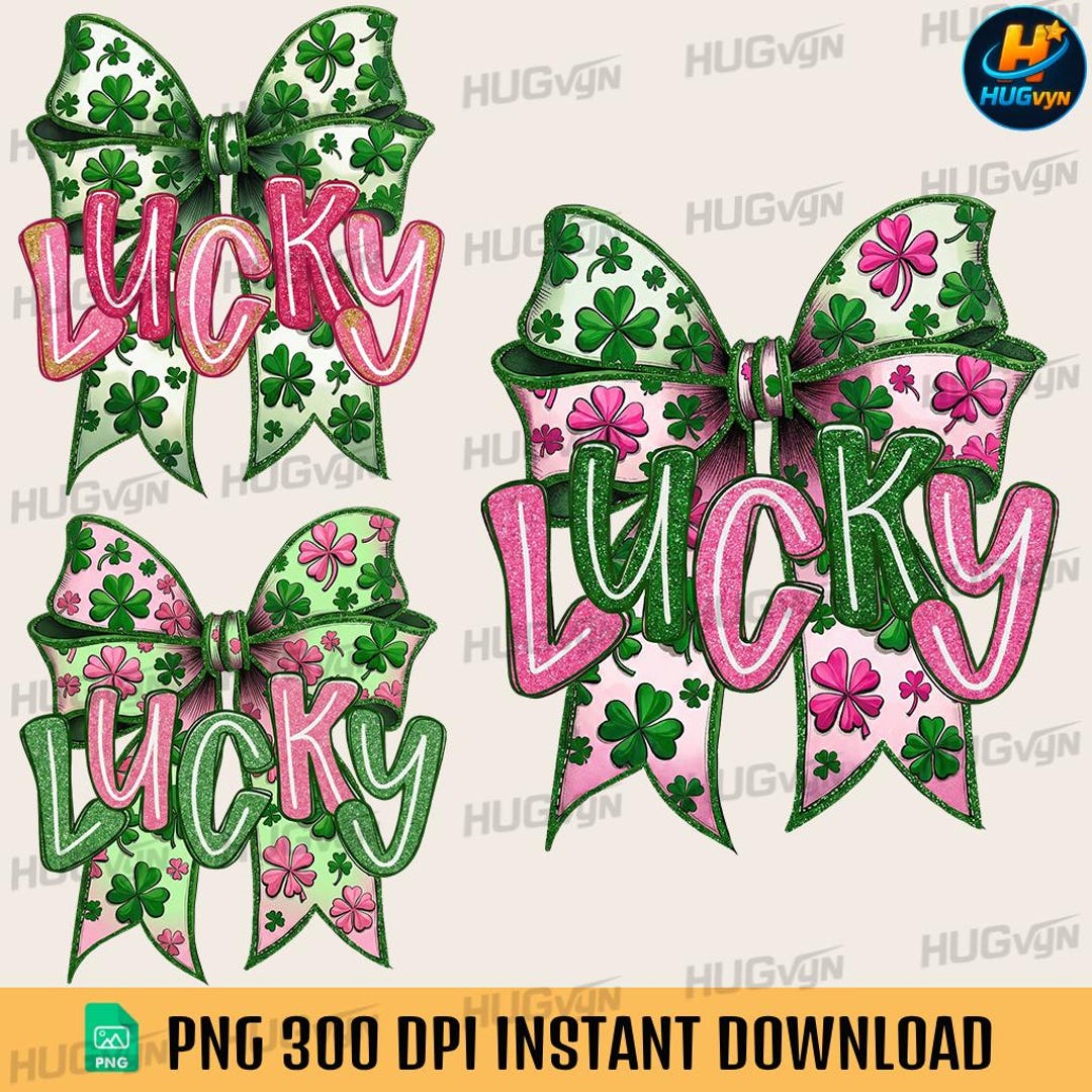 HOT 2026 TREND!! 3 Lucky Shamrock Png, Retro Coquette St Patrick's Day ...