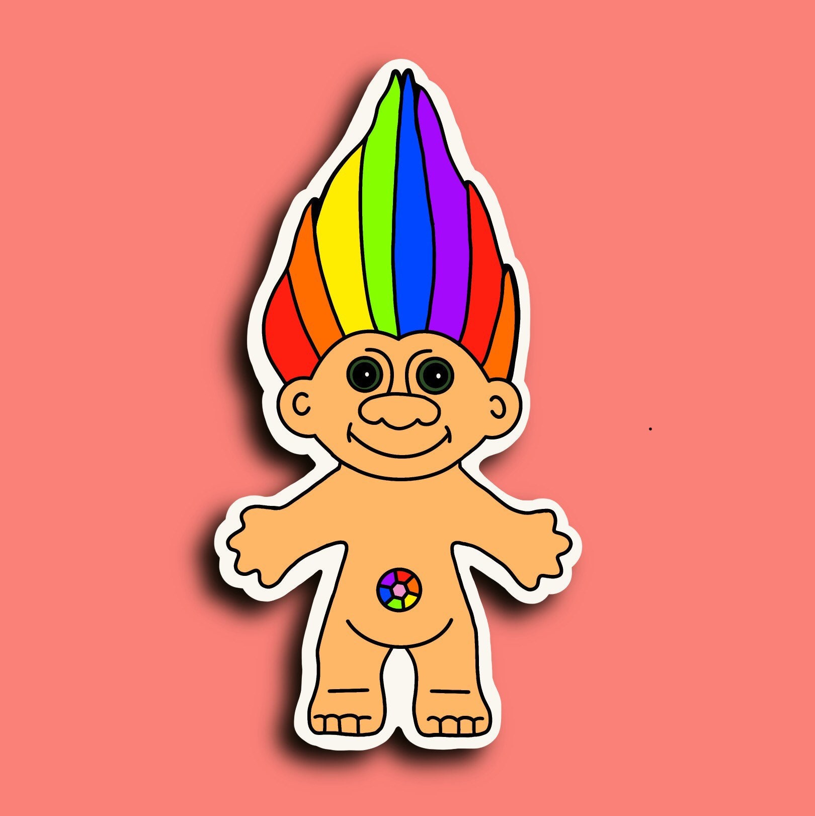 Rainbow Troll Doll Sticker | Etsy
