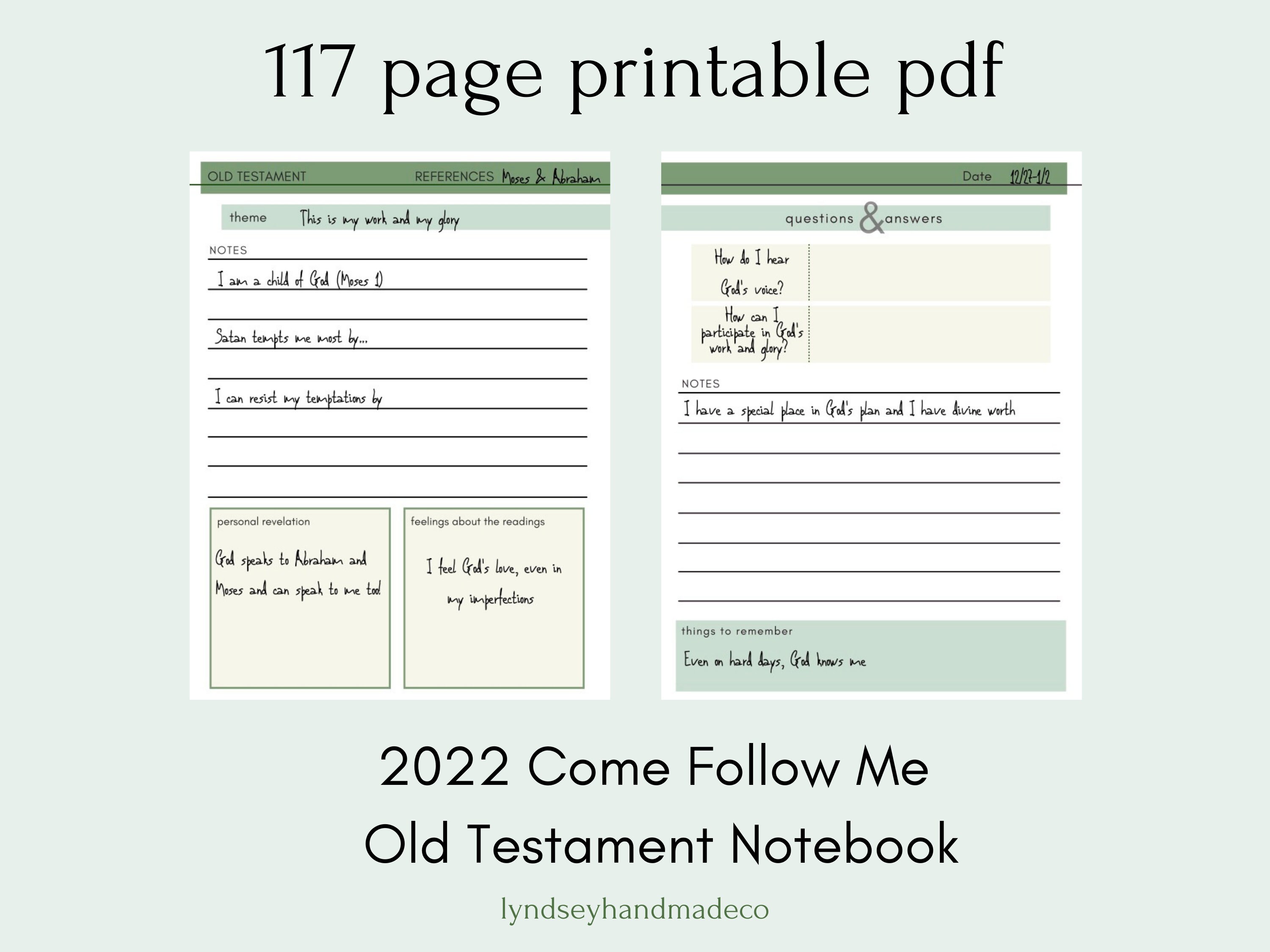 Printable 2022 Come Follow Me Old Testament Study Workbook - Etsy