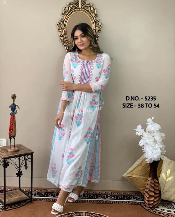 Simple White Anarkali Salwar Kameez