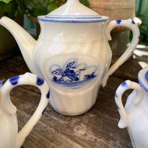 Vintages Children's Small Ceramic Tea Set | Delft Blue Windmill Design ...