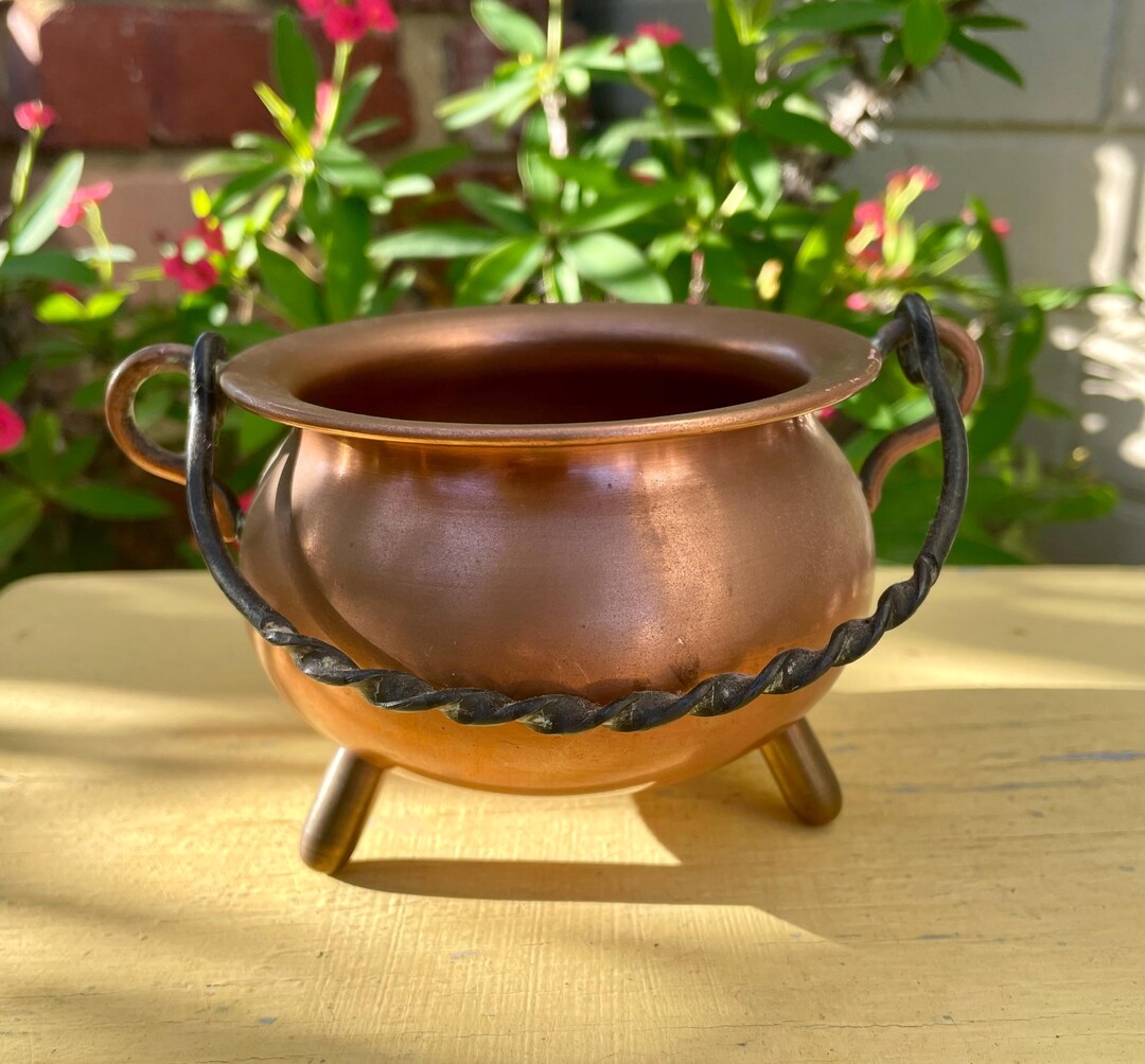 Vintage 60s Small Copper Cauldron Pot Planter | Catch-all | Succulent ...