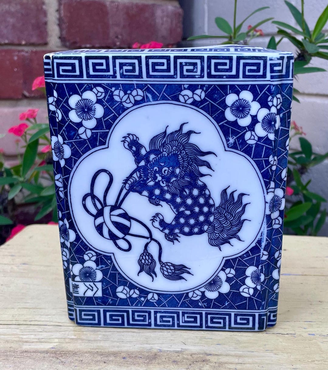 Vintage Chinese Blue and White Porcelain Opium Den Pillow Box ...