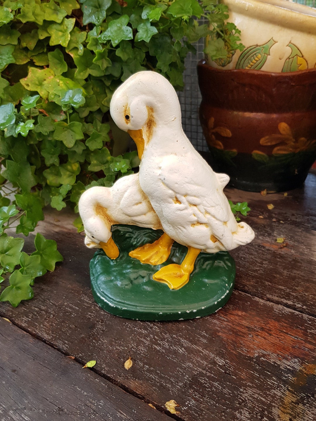 Vintage 70s Cast Iron Goose Doorstop Cast Iron Geese Door Stop vintage ...