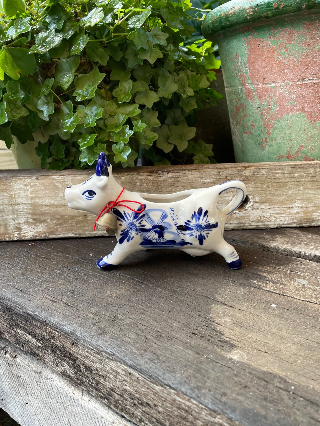 Vintage 60s Delft Cow Milk Jug | Milk Creamer | Blue and White Pottery ...
