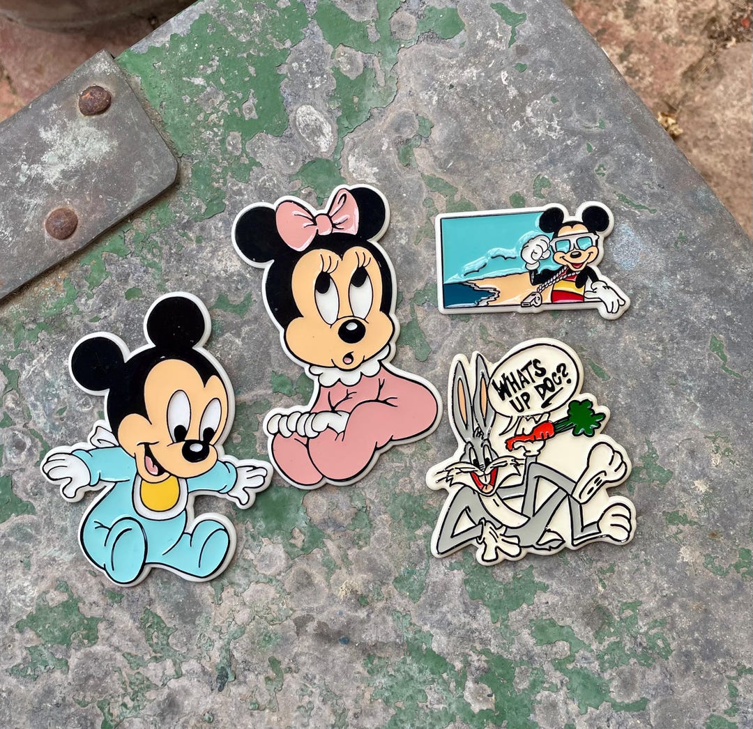 Vintage 90s Disney Magnets Baby Mickey Mouse Baby Minnie Lifeguard ...
