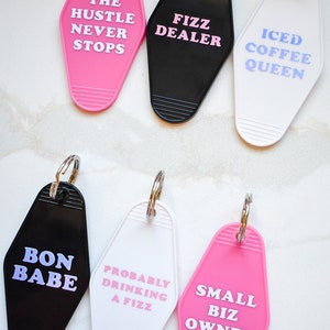 Custom Vintage Hotel Keychain Motel Keychain With Quote Boss Babe ...
