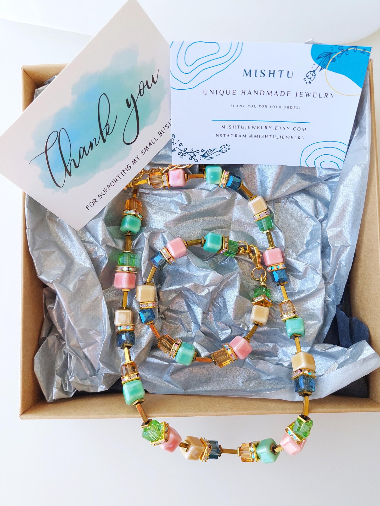 Beautiful Cube Beaded Jewelry Set/ Colourful Elegant Necklace and ...