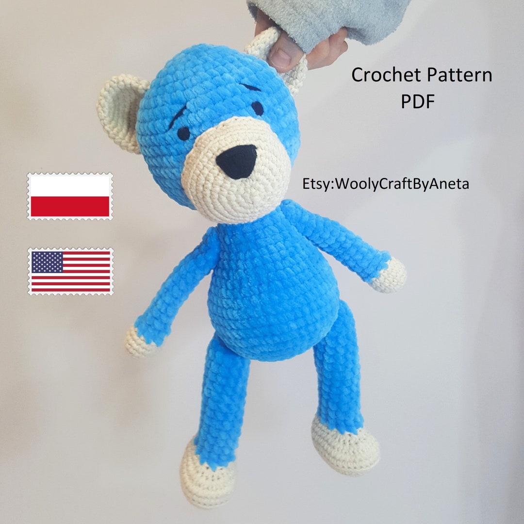 Teddy Bear Crochet Pattern, Amigurumi, PATTERN PDF + PHOTOS, Animal Toy ...
