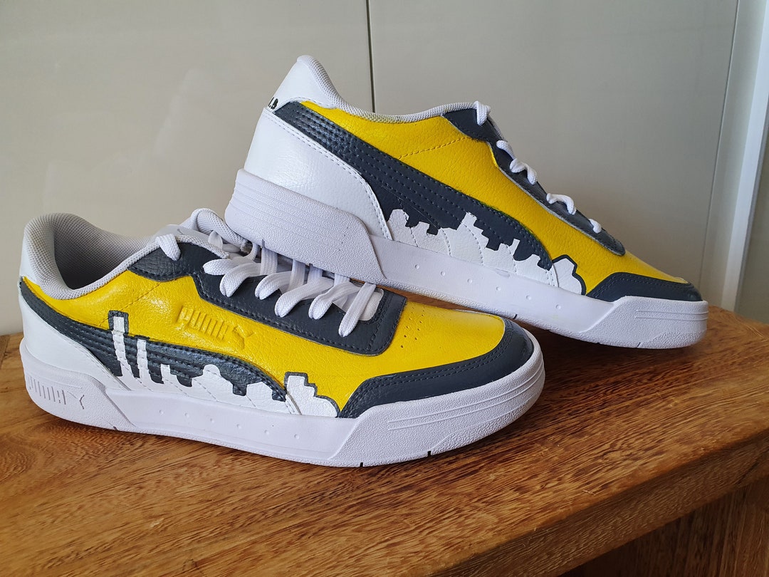 Custom Puma Skyline Yellow and Dark Gray Custom Skyline Yellow Grey - Etsy