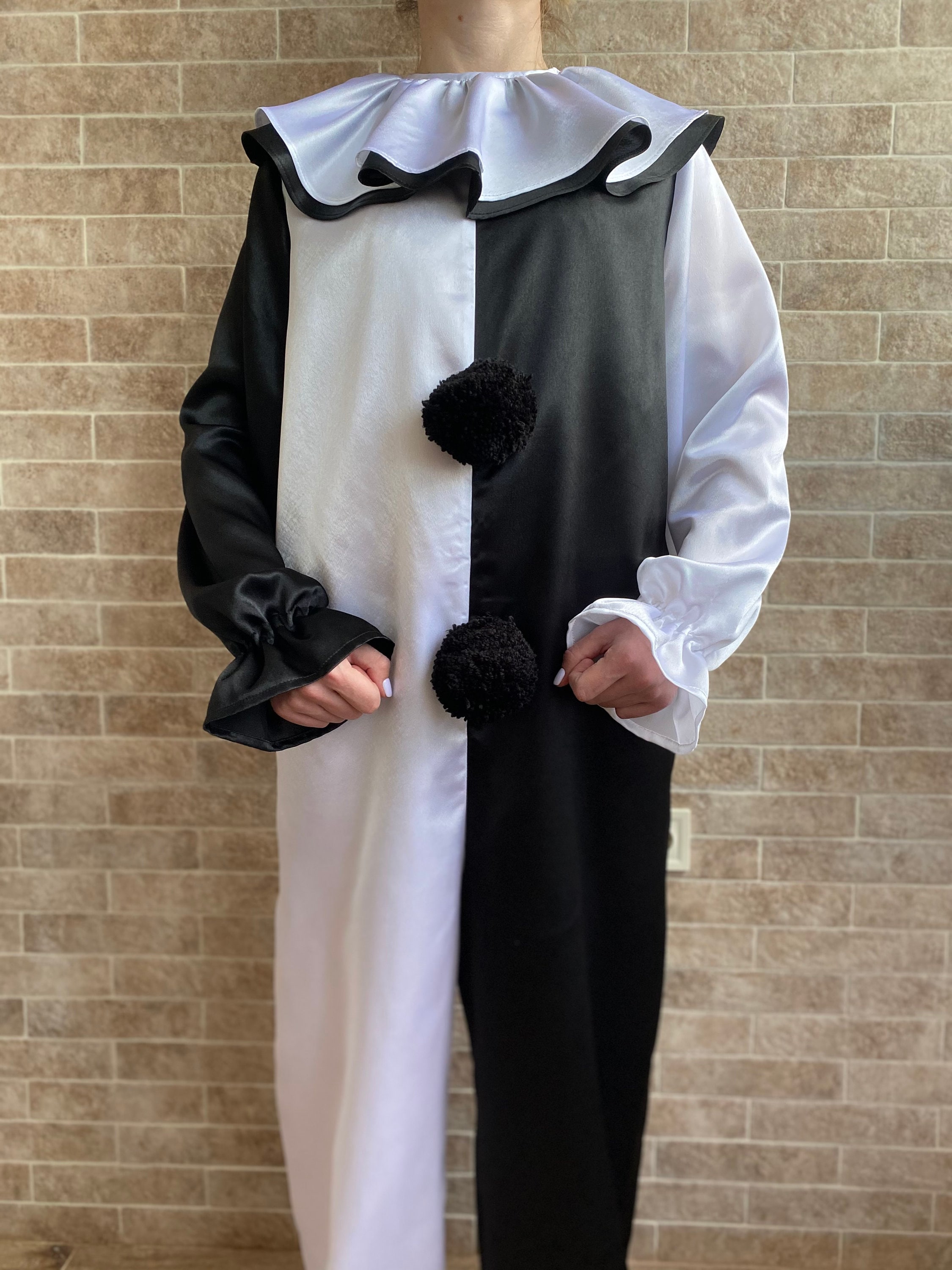 Clown Costume Black And White Clown Pierrot Costume Scary Etsy