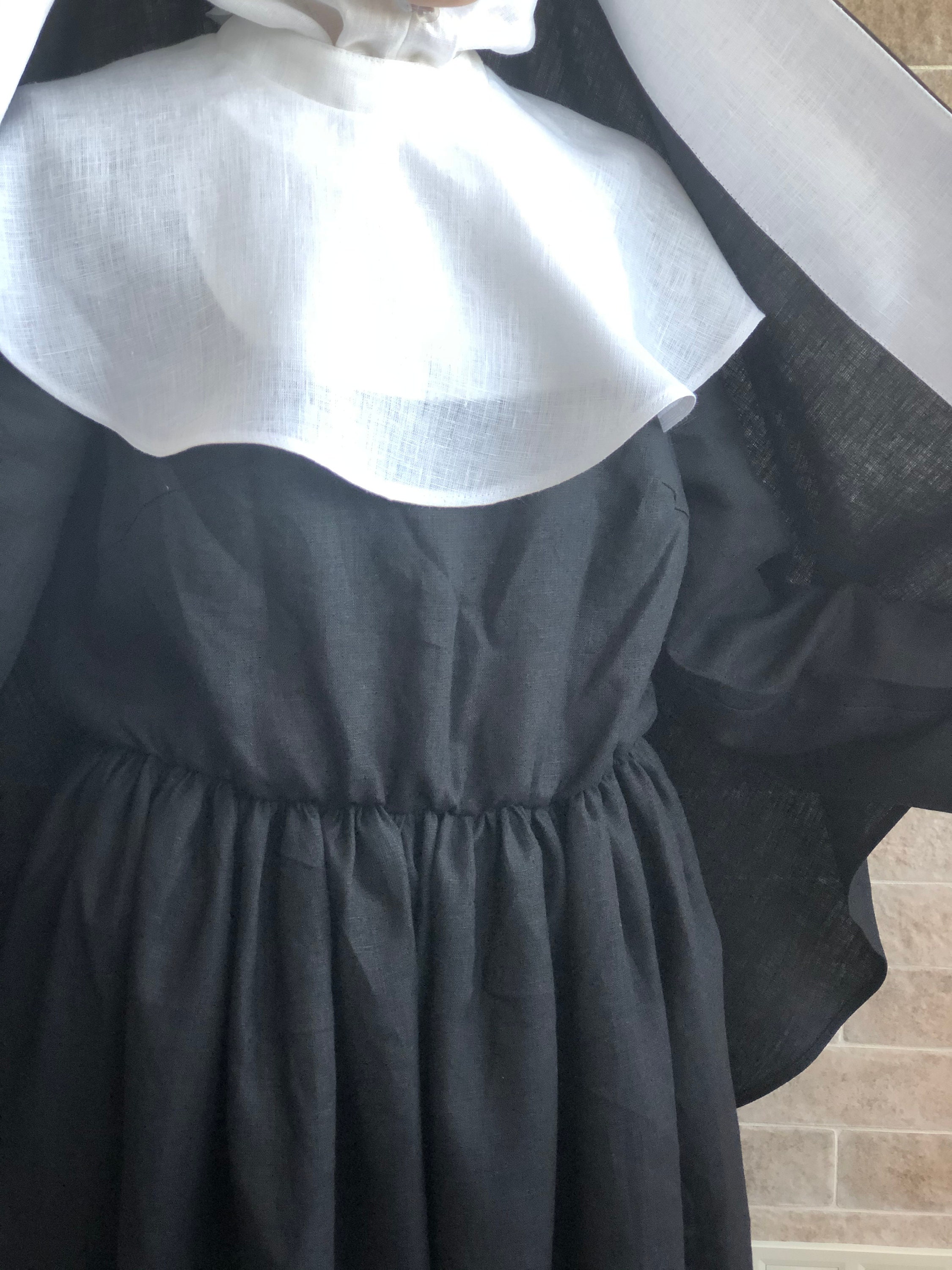 Nun Costume Linen Costume Nun Habit Veil Collar Halloween | Etsy Canada
