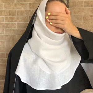 Nun Costume Linen Costume Nun Habit Veil Collar Halloween Costume Nun's ...