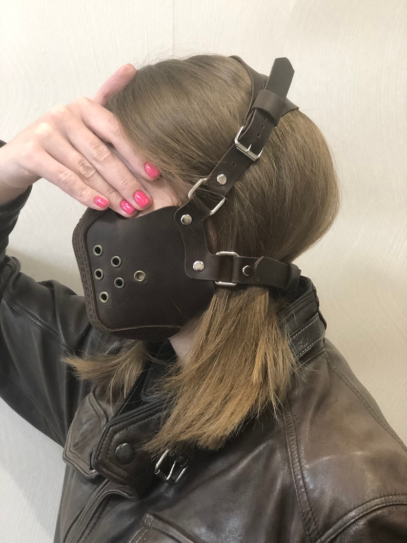 Bondage BDSM Gag Leather bondage Face mask Head mask - Etsy 日本