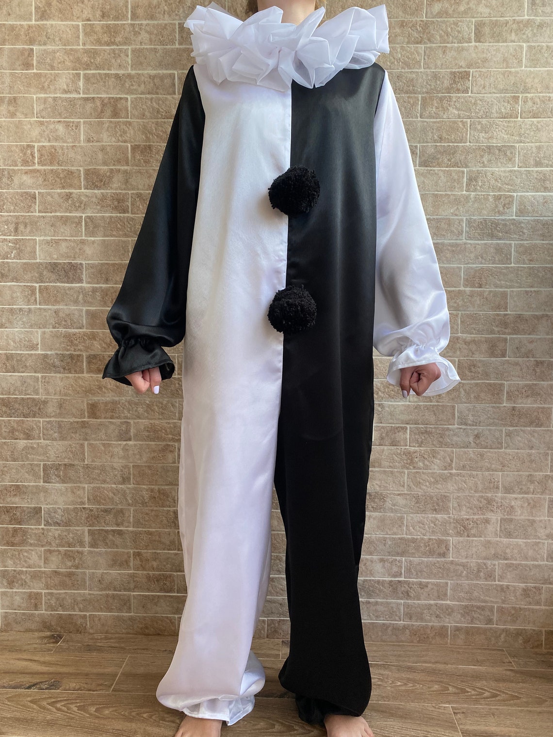 Clown Costume Black and White Clown Pierrot Costume Scary - Etsy