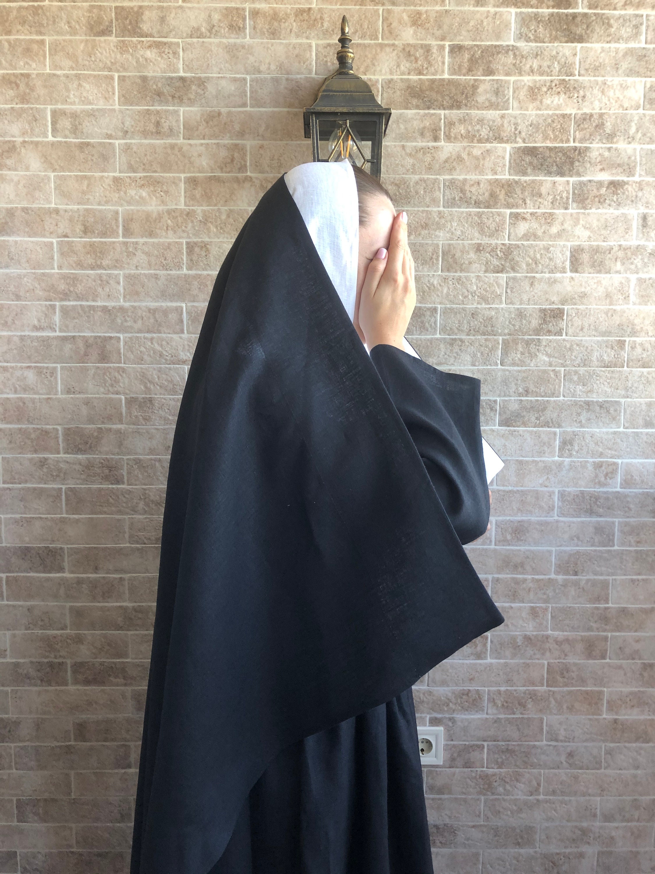 Nun Costume Linen Costume Nun Habit Veil Collar Halloween | Etsy Canada