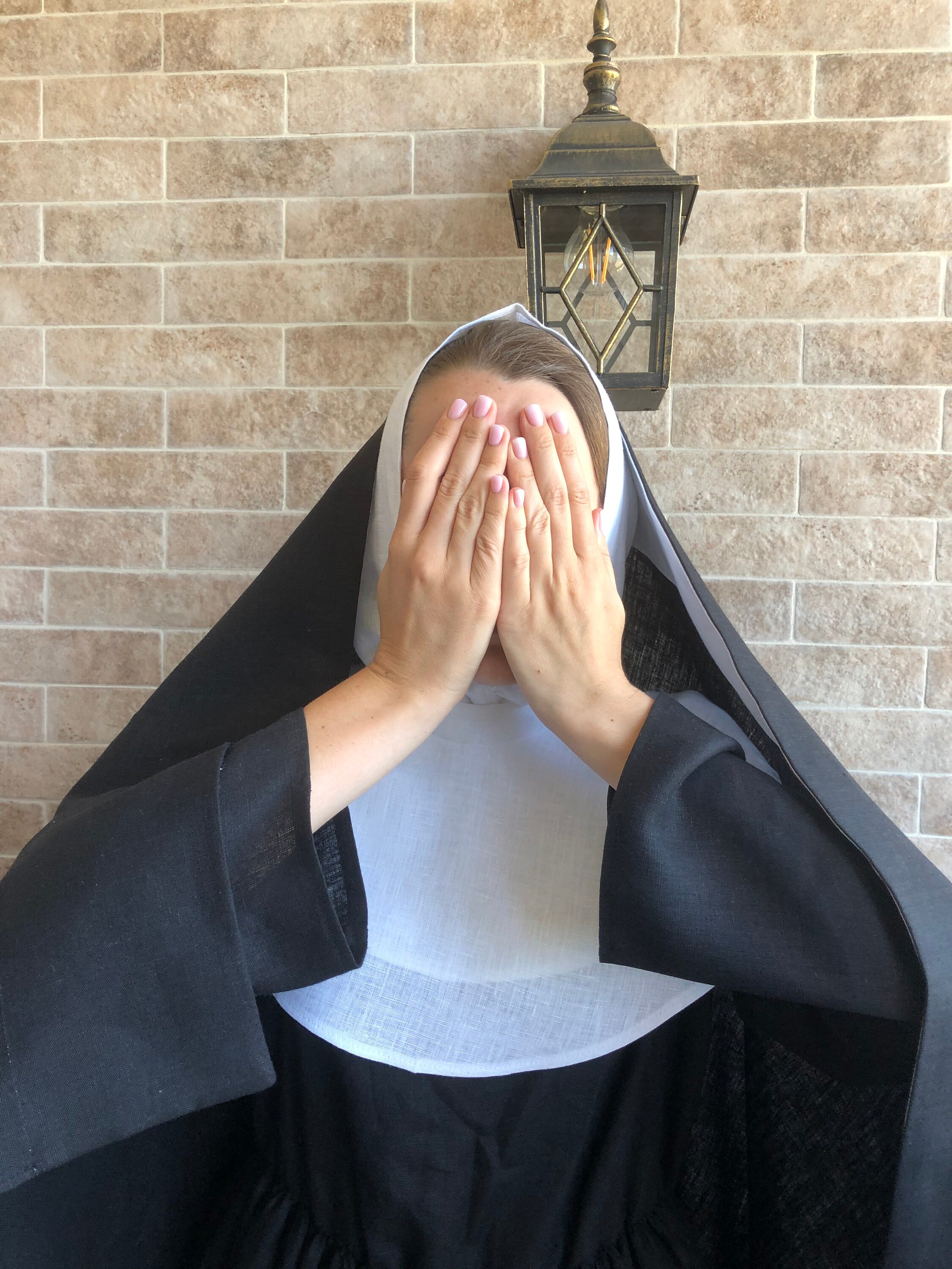 Nun Costume Linen Costume Nun Habit Veil Collar Halloween | Etsy Canada