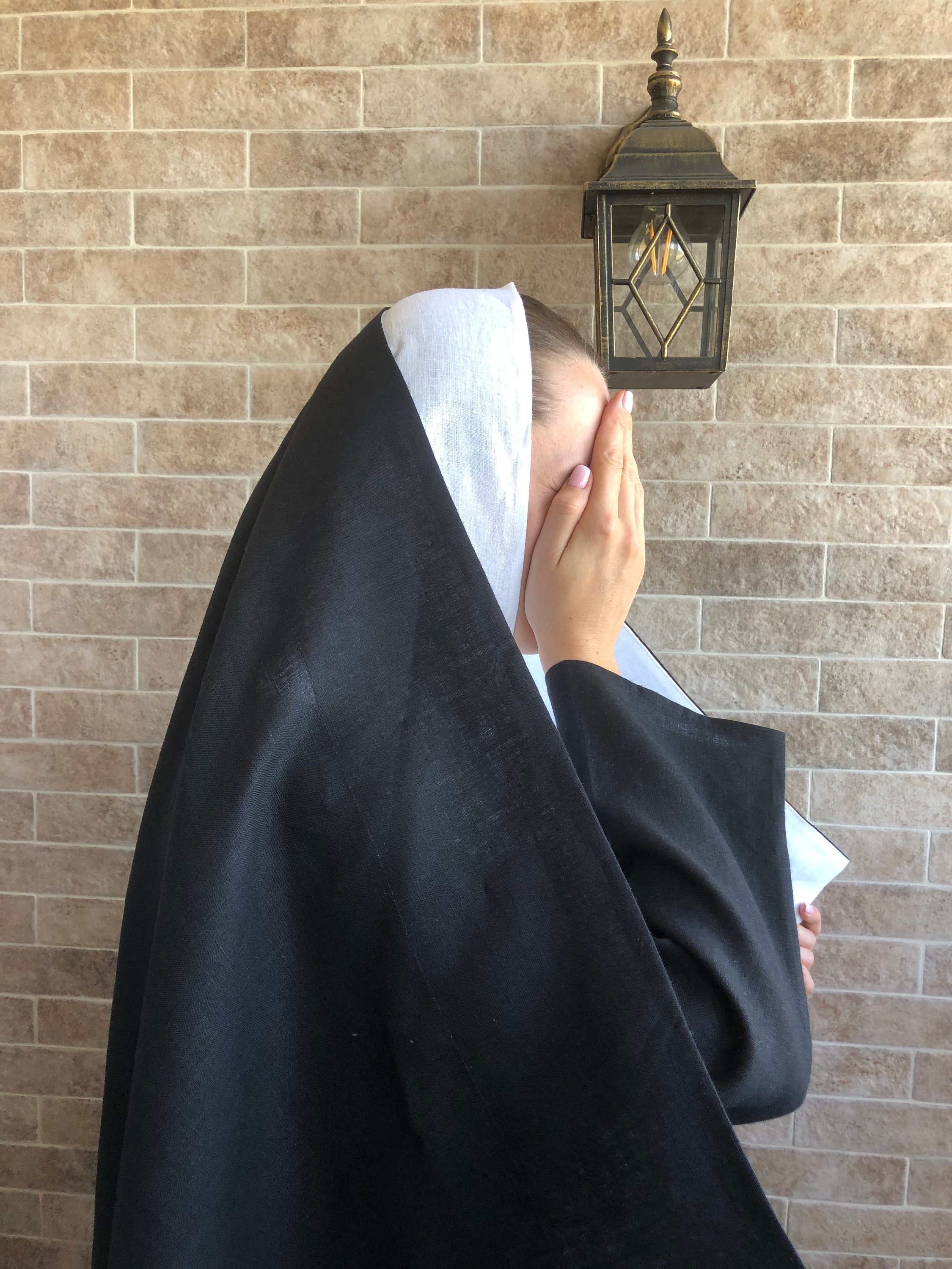 Nun Costume Linen Costume Nun Habit Veil Collar Halloween | Etsy Canada