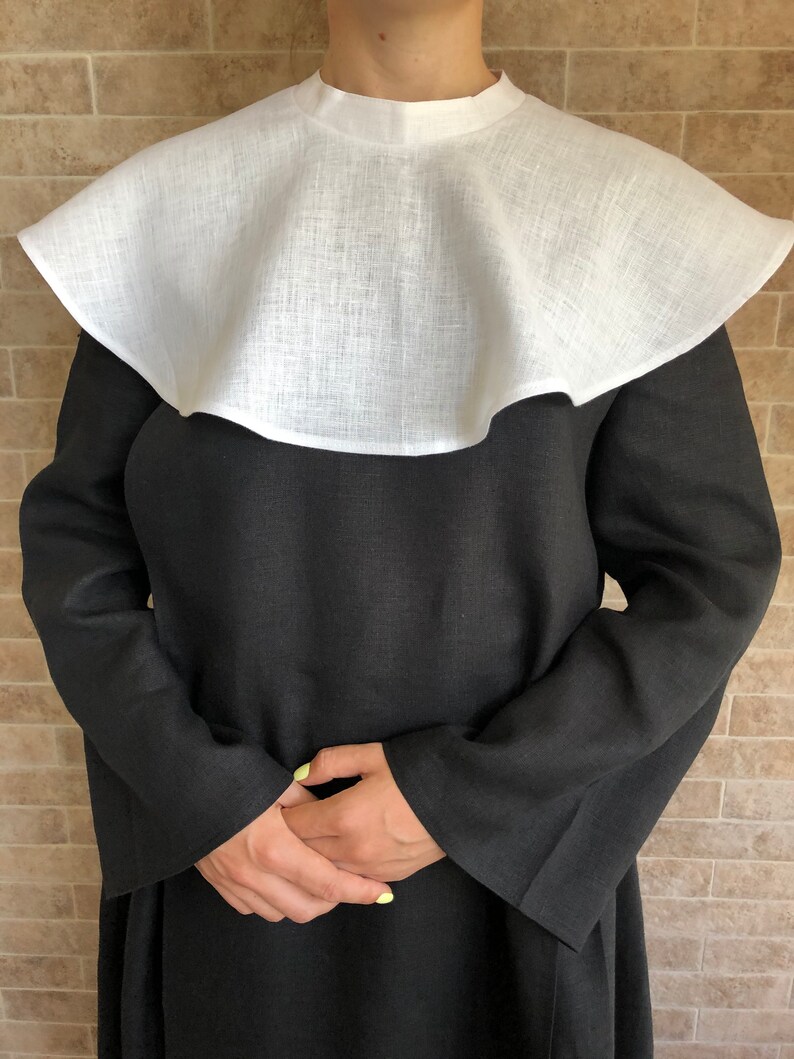 Nun Costume Linen Costume Nun Habit Veil Collar Halloween Costume Nun's ...