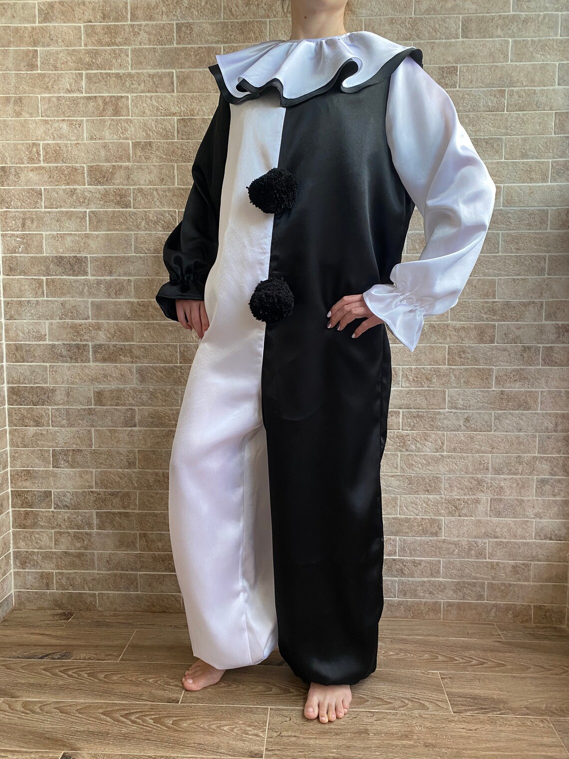 Clown Costume Black and White Clown Pierrot Costume Scary - Etsy