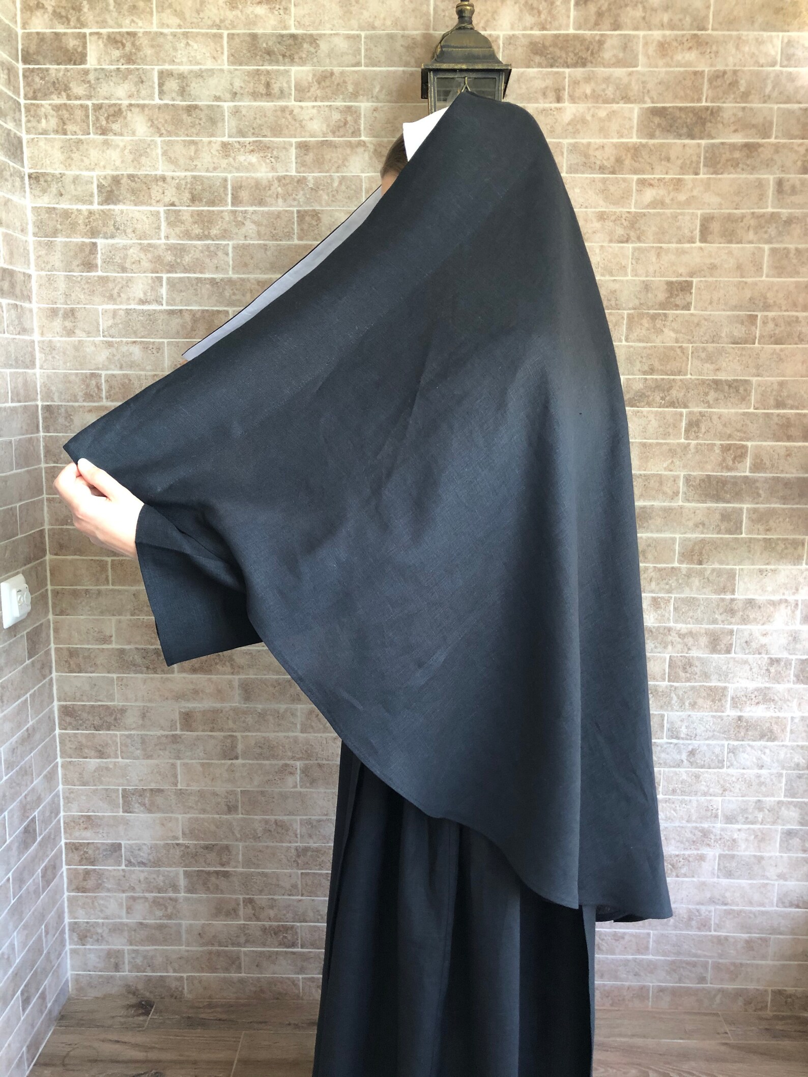 Nun Costume Linen Costume Nun Habit Veil Collar Halloween Costume Nun's ...