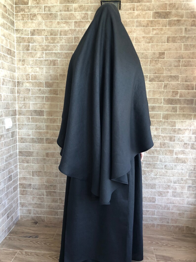 Nun Costume Linen Costume Nun Habit Veil Collar Halloween Costume Nun's ...