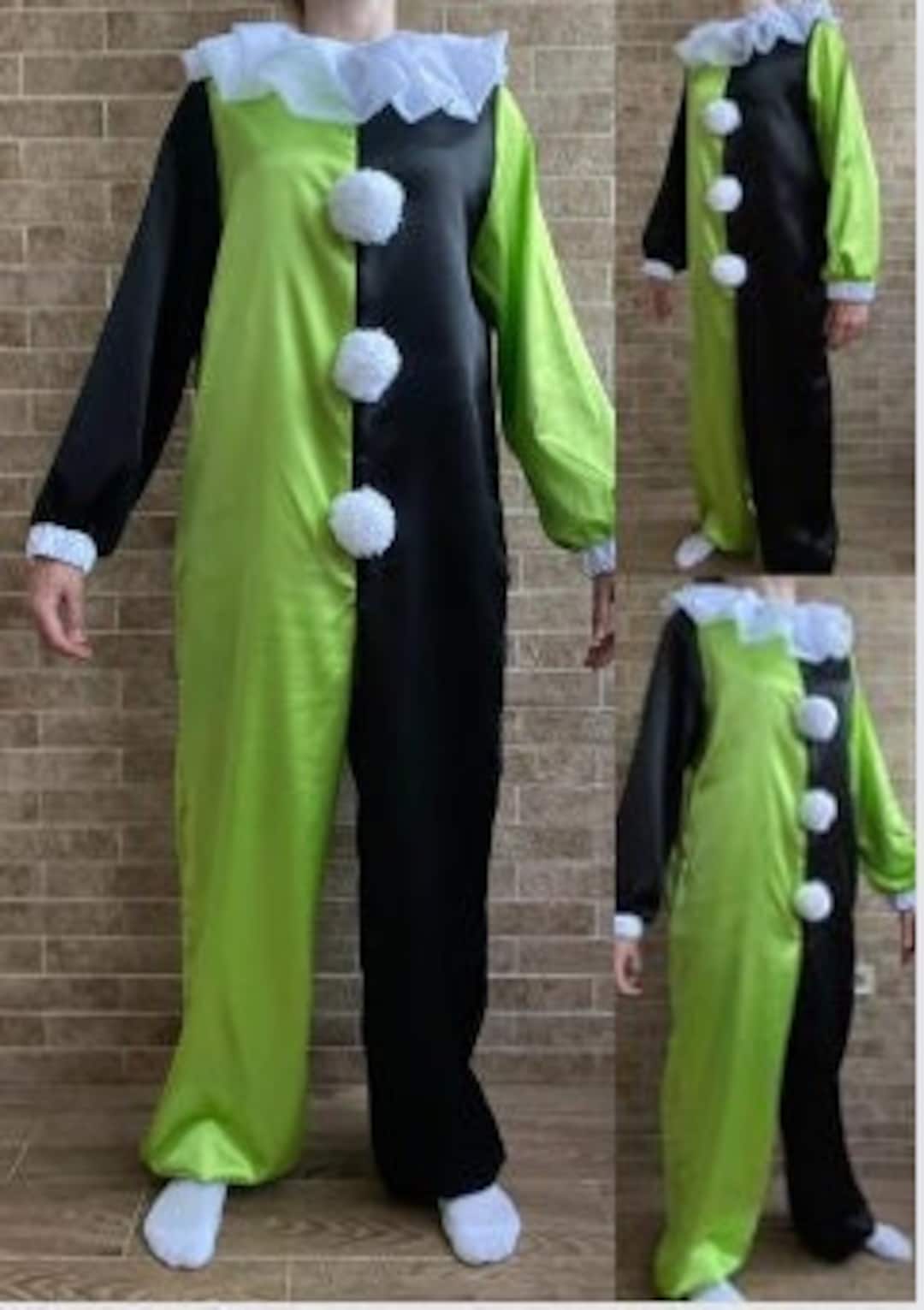 Clown Costume Light Green Black Clown Scary Clown Collar Pierrot ...